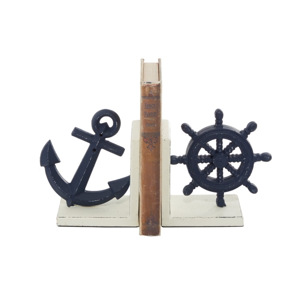 Navy Metal Coastal Bookends, Set of 2 | Kirklands Home