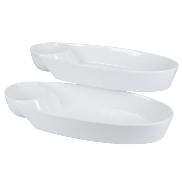 White Porcelain Chip & Dip Bowls, Set of 2 | Kirklands Home