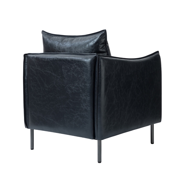 Kirklands Navy Flange Square Faux Leather Accent Chair | Hamilton Place