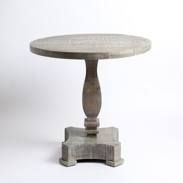 Kirklands Gray Wash Mango Wood Pedestal Side Table | Hamilton Place