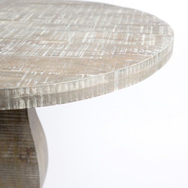 Kirklands Gray Wash Mango Wood Pedestal Side Table | Hamilton Place