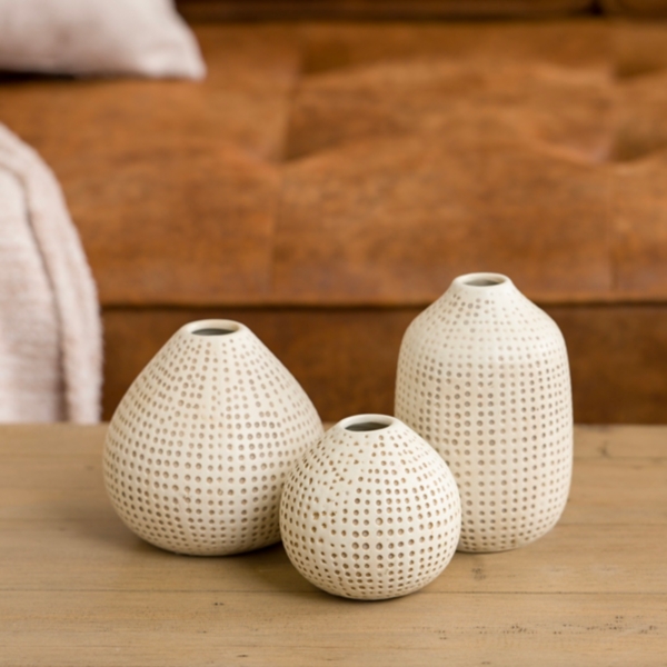 Kirklands Mini Ceramic Natural Textured Vases, Set of 3 | Hamilton Place