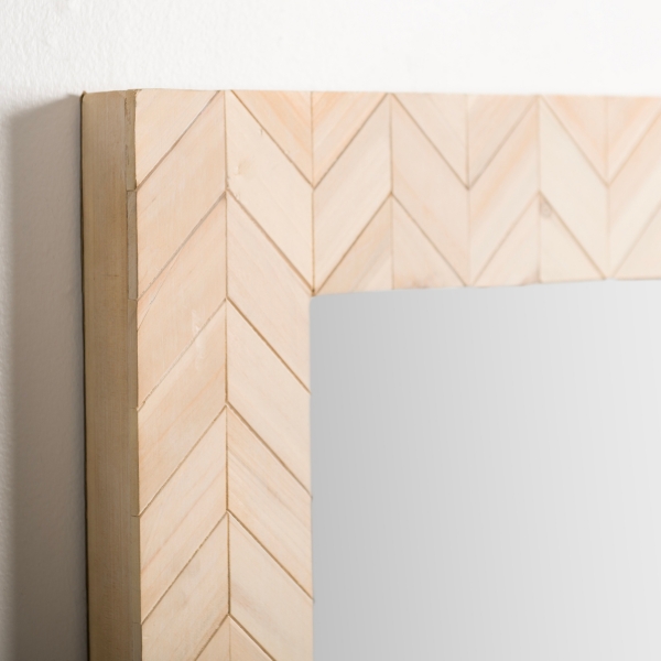Kirklands Natural Herringbone Wood Wall Mirror | Hamilton Place