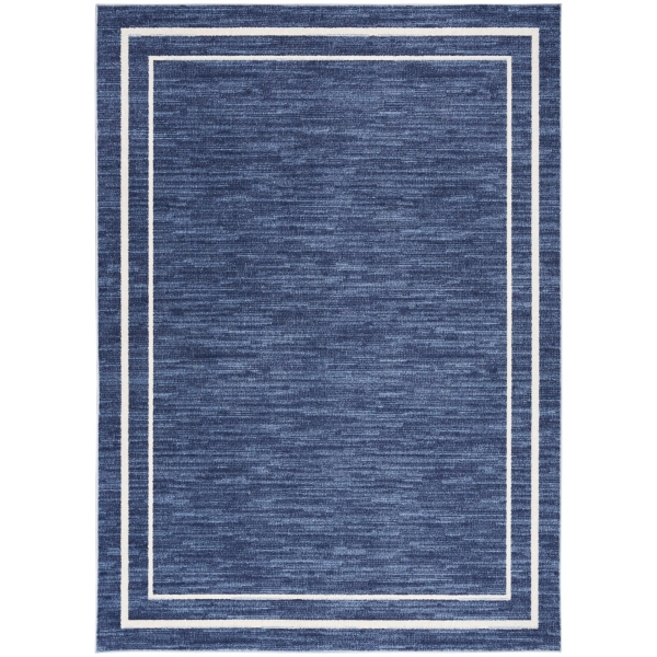 Navy Bordered Indoor/Outdoor Area Rug, 5x7 | Kirklands Home