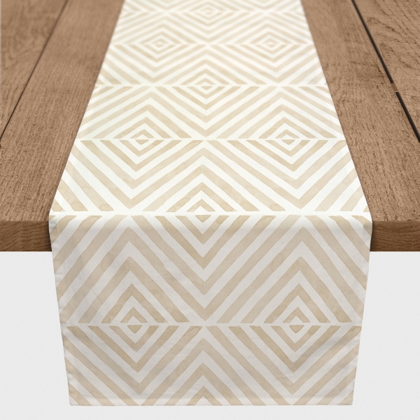 Tan and White Diamond Table Runner, 72 in. | Kirklands Home