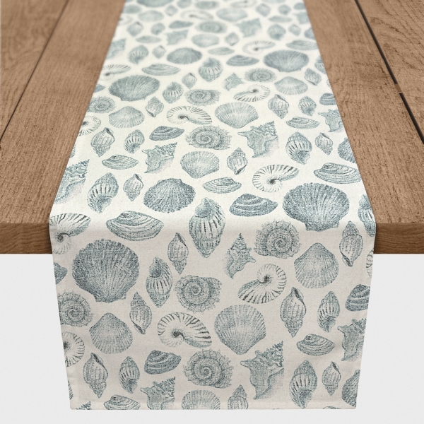 Kirklands Blue Vintage Seashells Table Runner, 90 in. | Hamilton Place