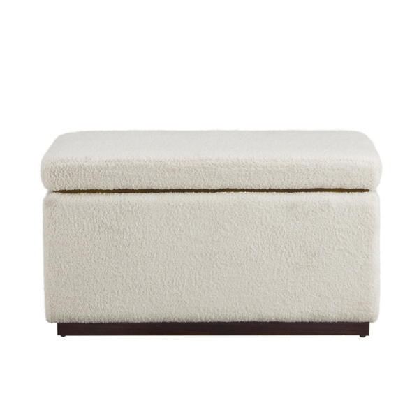 Kirklands Ivory Sherpa & Walnut Rectangle Storage Ottoman | Hamilton Place