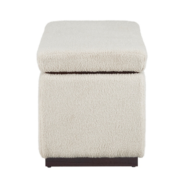 Kirklands Ivory Sherpa & Walnut Rectangle Storage Ottoman | Hamilton Place