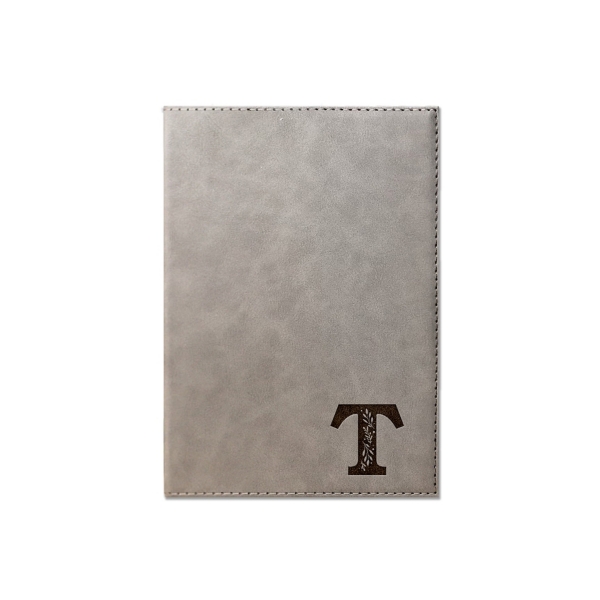 Gray Faux Leather Floral Monogram T Journal | Kirklands Home