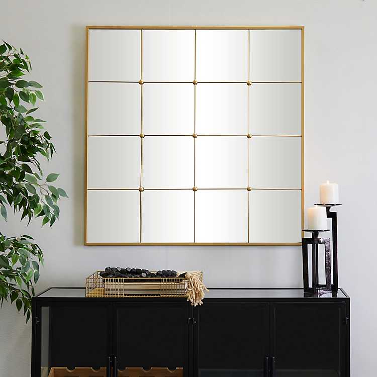 Gold Metal Windowpane Wall Mirror | Kirklands Home Gold Metal Windowpane Wall Mirror | Kirklands Home