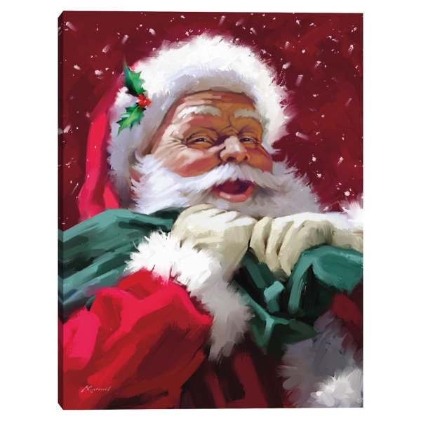 Red Jolly Santa Canvas Art Print | Kirklands Home
