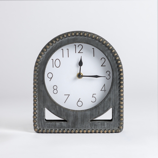 Beaded Charcoal Tabletop Clock | Kirklands Home