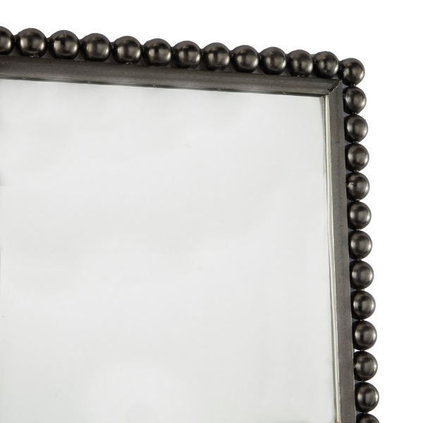 Kirklands Black Metal Beaded Frame Wall Mirror | Hamilton Place