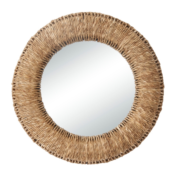 Kirklands Natural Rattan Round Woven Frame Wall Mirror at Hamilton ...