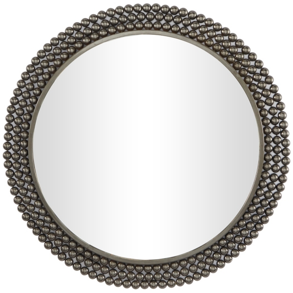 Kirklands Black Metal Tiered Bead Frame Wall Mirror | Hamilton Place