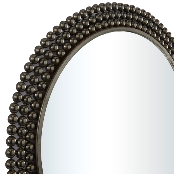 Kirklands Black Metal Tiered Bead Frame Wall Mirror | Hamilton Place