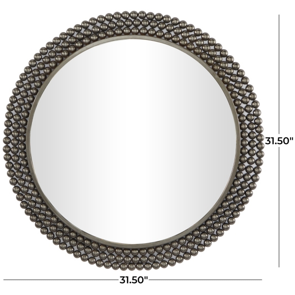 Kirklands Black Metal Tiered Bead Frame Wall Mirror | Hamilton Place