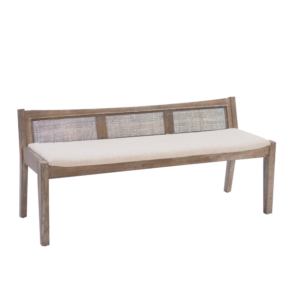 Rustic Wood Rattan Bench | Kirklands Home