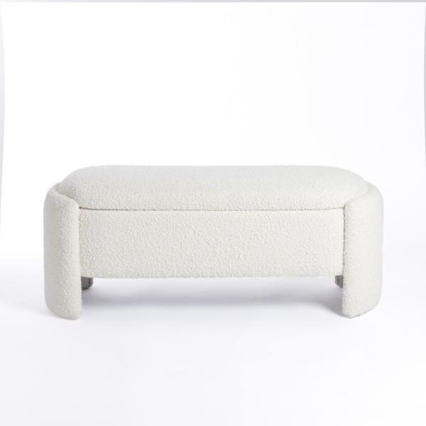 Ivory Boucle Storage Bench