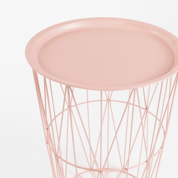 Kirklands Peach Wire Basket Side Table | Hamilton Place
