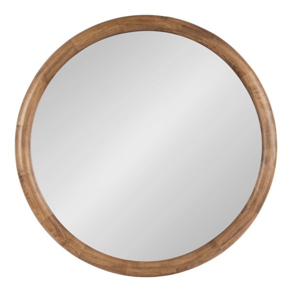 Kirklands Rustic Poplar Wood Round Wall Mirror | Hamilton Place