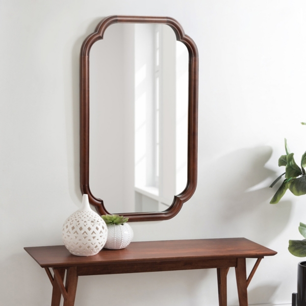 Kirklands Walnut Wood Scallop Wall Mirror at Hamilton Place in ...