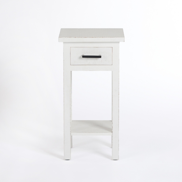 Leo White Wood Accent Table