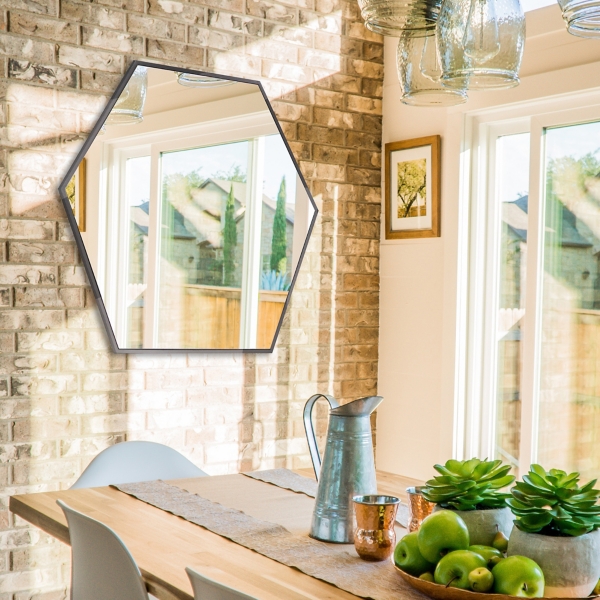 Kirklands Graphite Metal Hexagonal Mirror | Hamilton Place