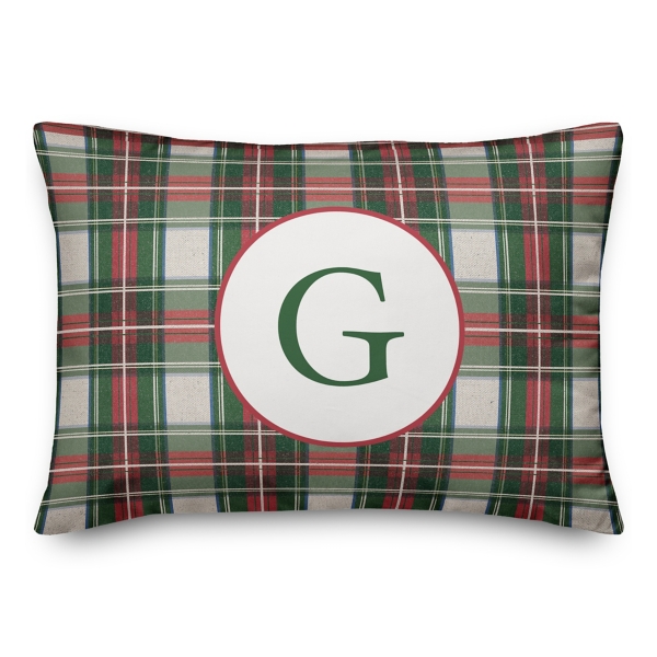 Kirklands Personalized Monogram Plaid Lumbar Pillow | Hamilton Place