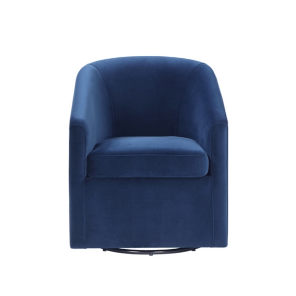Kirklands Indigo Velvet Swivel Barrel Accent Chair | Hamilton Place
