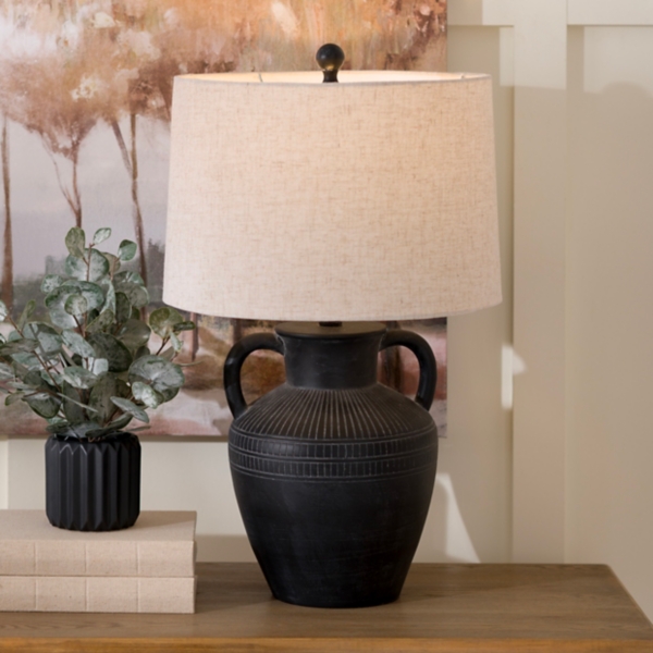Kirklands Black Antique Jug Table Lamp with Handles | Hamilton Place