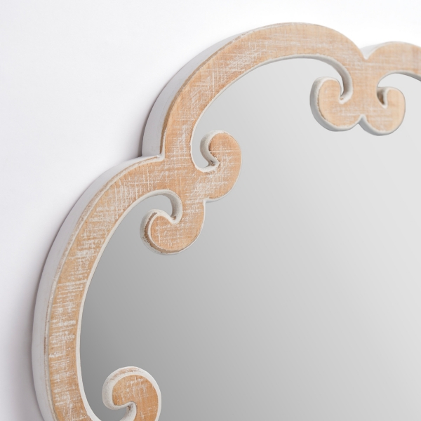 Kirklands Juliette Curled Frame Wood Wall Mirror | Hamilton Place