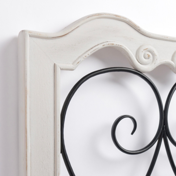 Kirklands Isabel White Wood and Metal Wall Plaque | Hamilton Place