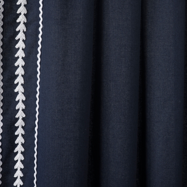 Kirklands Navy Embroidered Ric Rac Curtain Panel, 84 in. | Hamilton Place