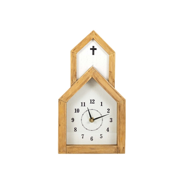 Kirklands Natural Wood Church Tabletop Clock | Hamilton Place