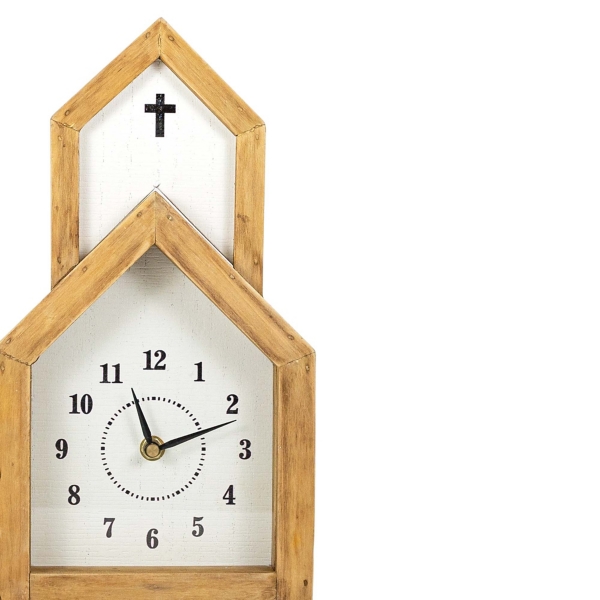 Kirklands Natural Wood Church Tabletop Clock | Hamilton Place