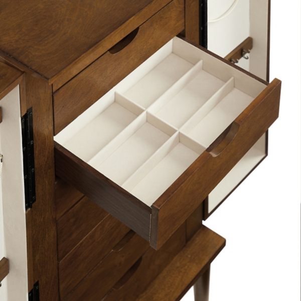 Kirklands Mid Century Modern Walnut Jewelry Armoire Hamilton Place