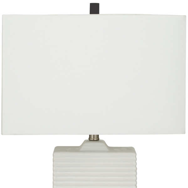 Kirklands White Ceramic Fluted Rectangular Table Lamp | Hamilton Place