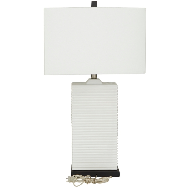 Kirklands White Ceramic Fluted Rectangular Table Lamp | Hamilton Place