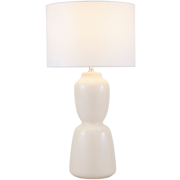 Kirklands Cream Ceramic Rounded Hourglass Table Lamp at Hamilton Place ...