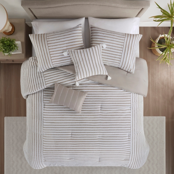 Kirklands Neutral Striped 5-pc. King Comforter Set | Hamilton Place