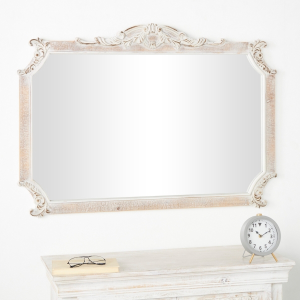 Kirklands Cream Curved Corners Scroll Wall Mirror | Hamilton Place