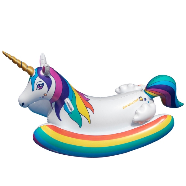 Rainbow Unicorn Rocker Pool Float | Kirklands Home