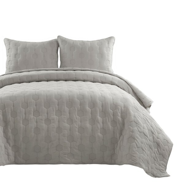 Gray Hexagon Honeycomb 3 Pc Fullqueen Quilt Set Kirklands Home