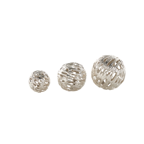 Silver Cut-Out Metal Orbs, Set of 3 | Kirklands Home