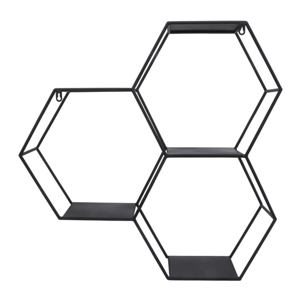 Kirklands Black Metal Hexagon Wall Shelf | Hamilton Place