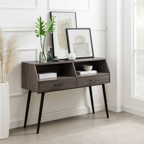 Kirklands Slate Gray 2-Drawer Henry Console Table | Hamilton Place