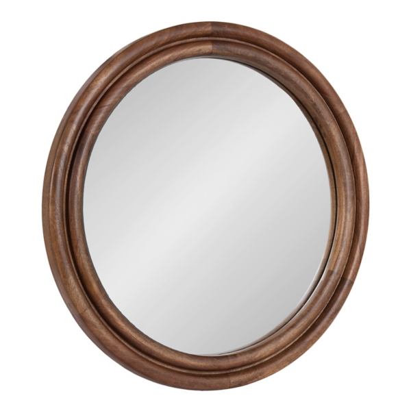 Kirklands Walnut Wood Ribbed Round Wall Mirror | Hamilton Place