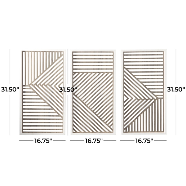 Kirklands Brown Geometric Wood Panel Wall Plaques, Set of 3 | Hamilton ...