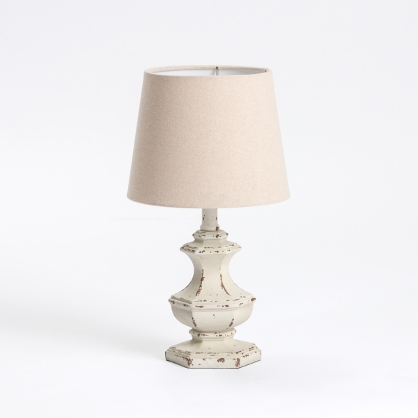 Kirklands Distressed Cream Sculpted Urn Table Lamp | Hamilton Place